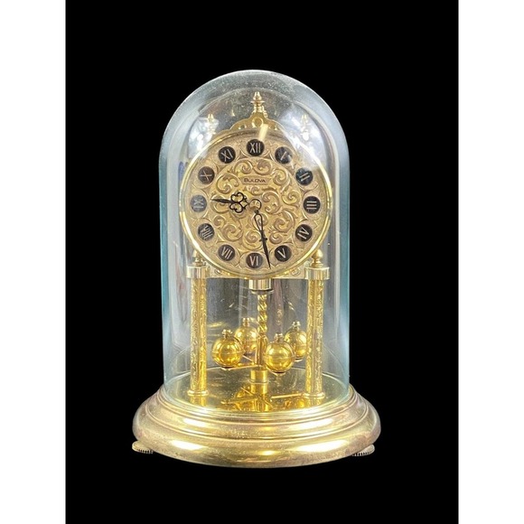 Bulova | Accents | Vintage Bulova Anniversary Clock With Glass Dome ...